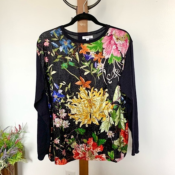 Johnny Was | Sweaters | Johnny Was Noir Dreamer Cashmere Silk Floral ...